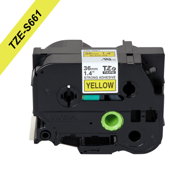 LK - TZE-S661. TZES661 BROTHER 36mm Negro en Amarillo Cinta 8mt p/PT ...