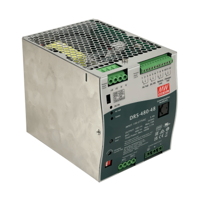 LK - DRS-480-48. MEANWELL 48VDC 10A 480W 10-100AH RJ45 Anch-110mm req ...