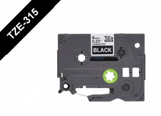 LK - TZE-315. BROTHER 6mm Blanco en Fondo Negro Cinta 8mt p/PT-H110 ...