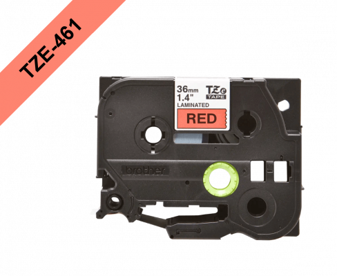 LK - TZE-461. BROTHER 36mm Negro en Fondo Rojo Cinta 8mt p/PT-P900W PT ...